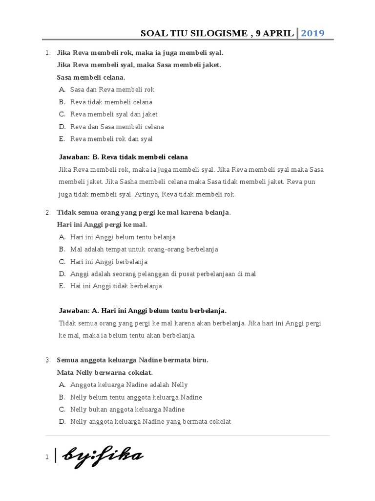 Soal Tiu Silogisme | PDF