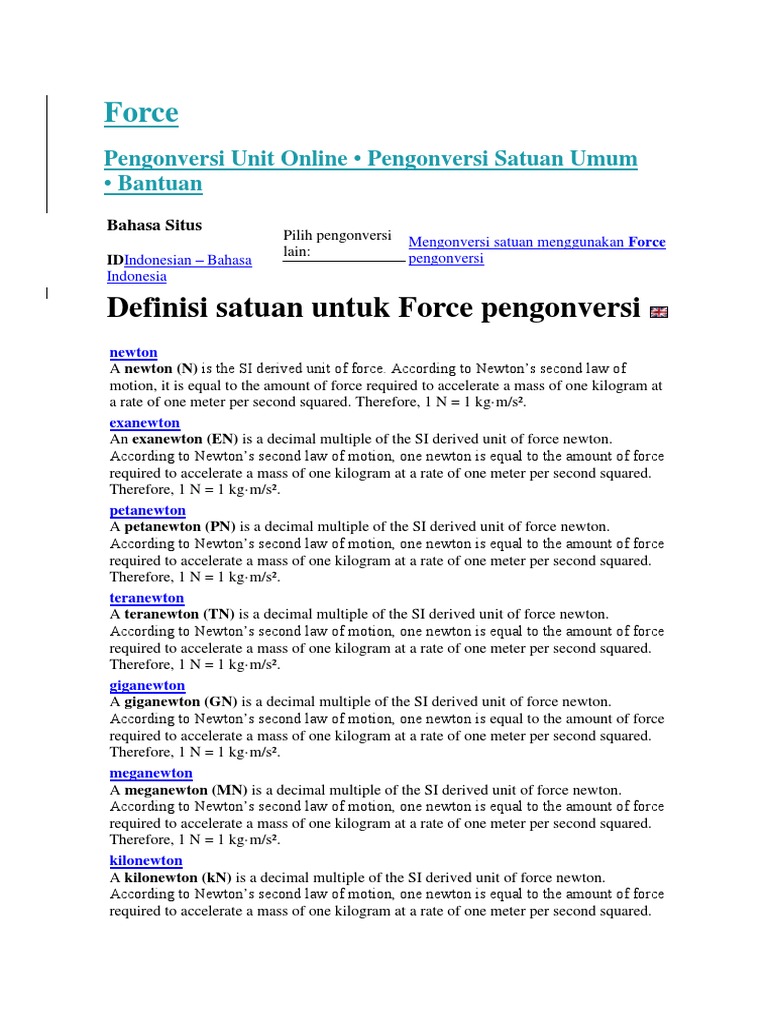 Force unit conversion guide: newton to kilogram-force | PDF | Force ...