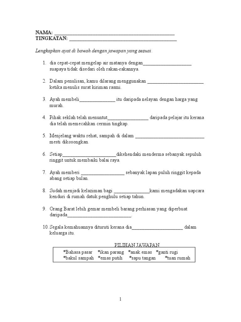 Soalan Bahasa Melayu Peralihan | PDF