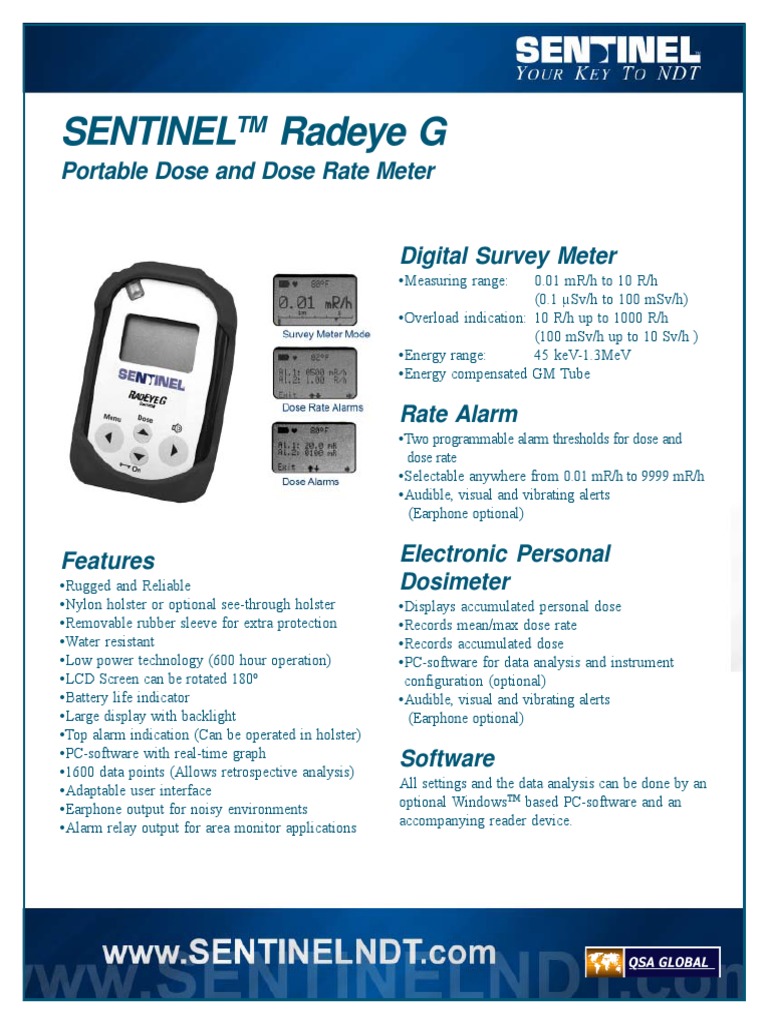 Sentinel Radeye G: Portable Dose and Dose Rate Meter | PDF | Computer ...