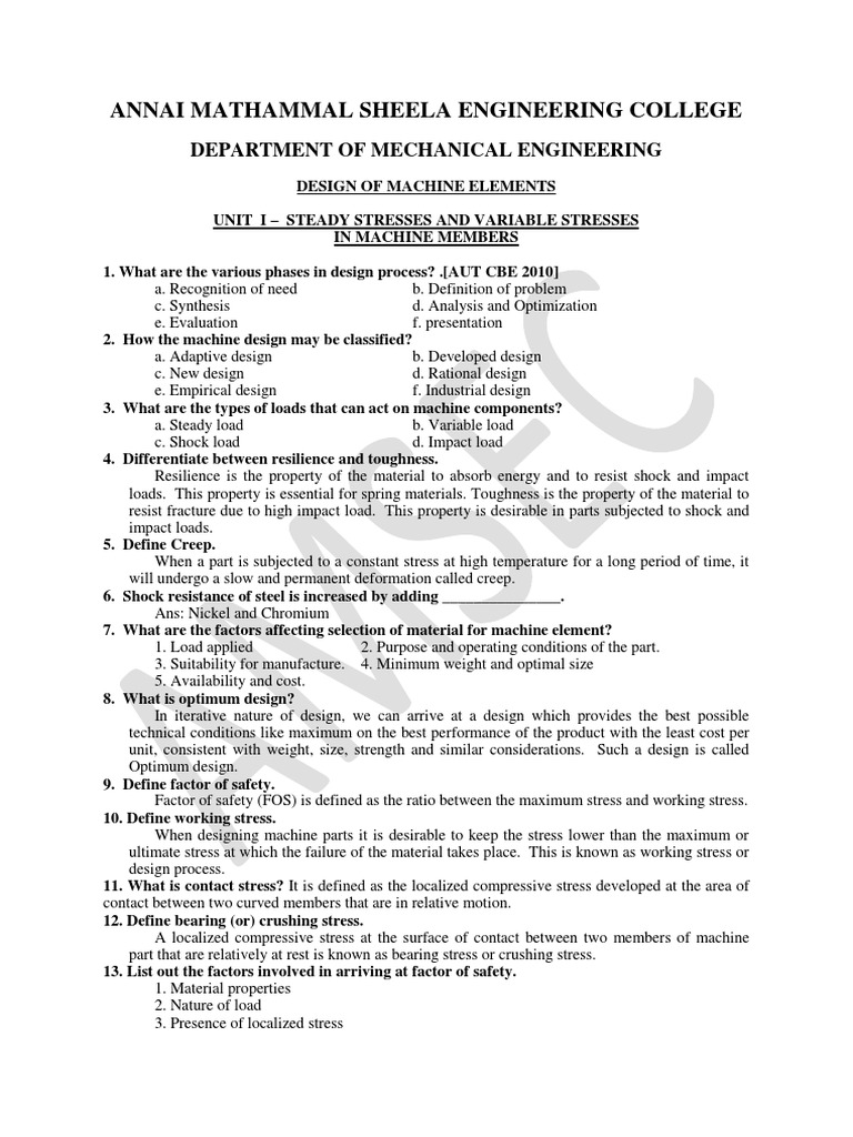 Design of Machine Elements 2 6 | Download Free PDF | Strength Of ...
