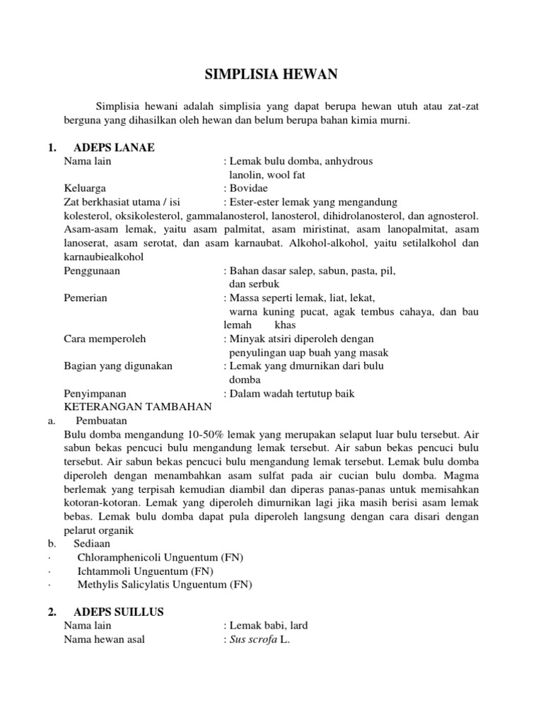Simplisia Hewan & Mineral | PDF