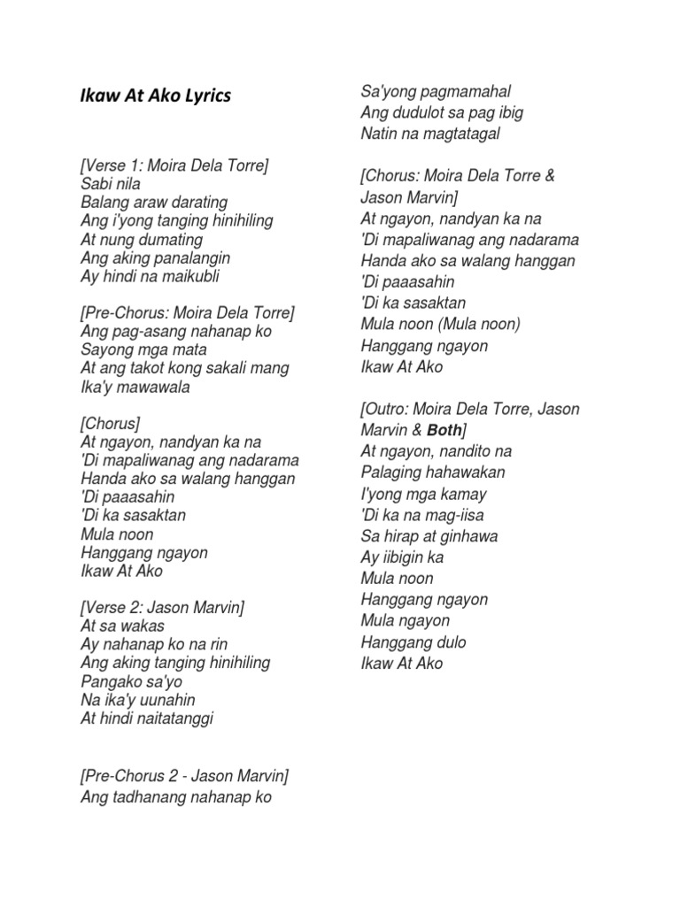 Ikaw at Ako Lyrics | PDF
