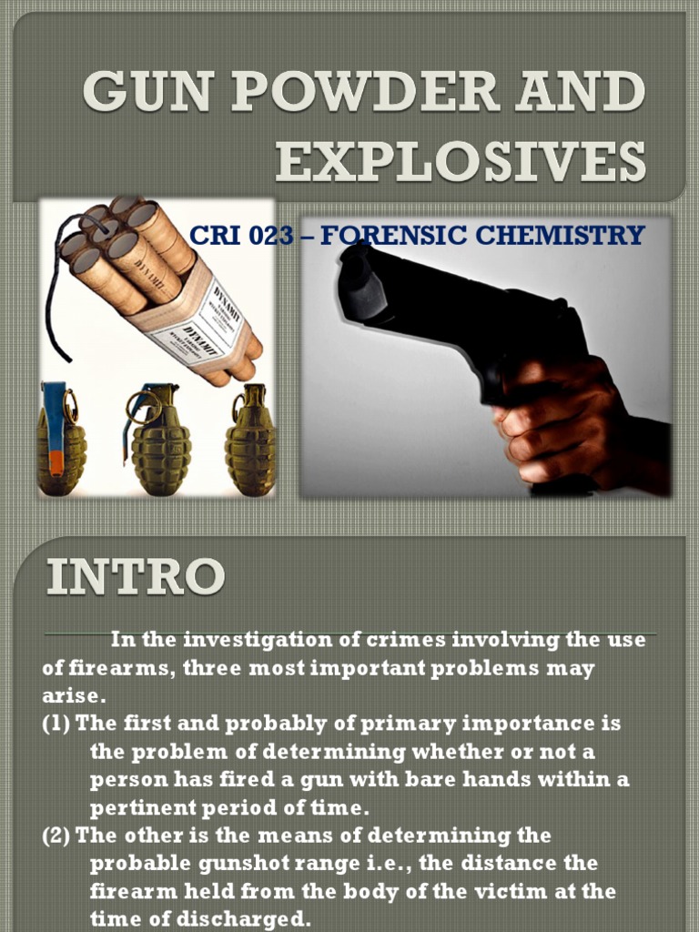 CRI 023 - DETECTING GUNSHOT RESIDUE | PDF | Gunpowder | Gun Barrel