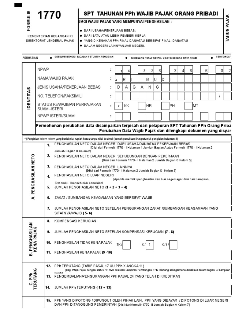 Formulir 1770 No 2 Ari Budi | PDF