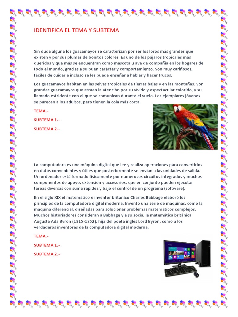 Identificación de Tema y Subtemas | PDF | Flores | Algas