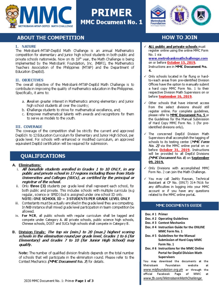 2020 MMC Guidelines and Documents Nos 1 To 5 PDF | PDF | Educational ...