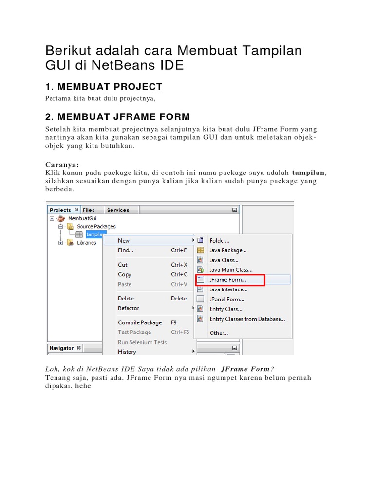 Membuat Tampilan GUI Pada Java NetBeans | PDF