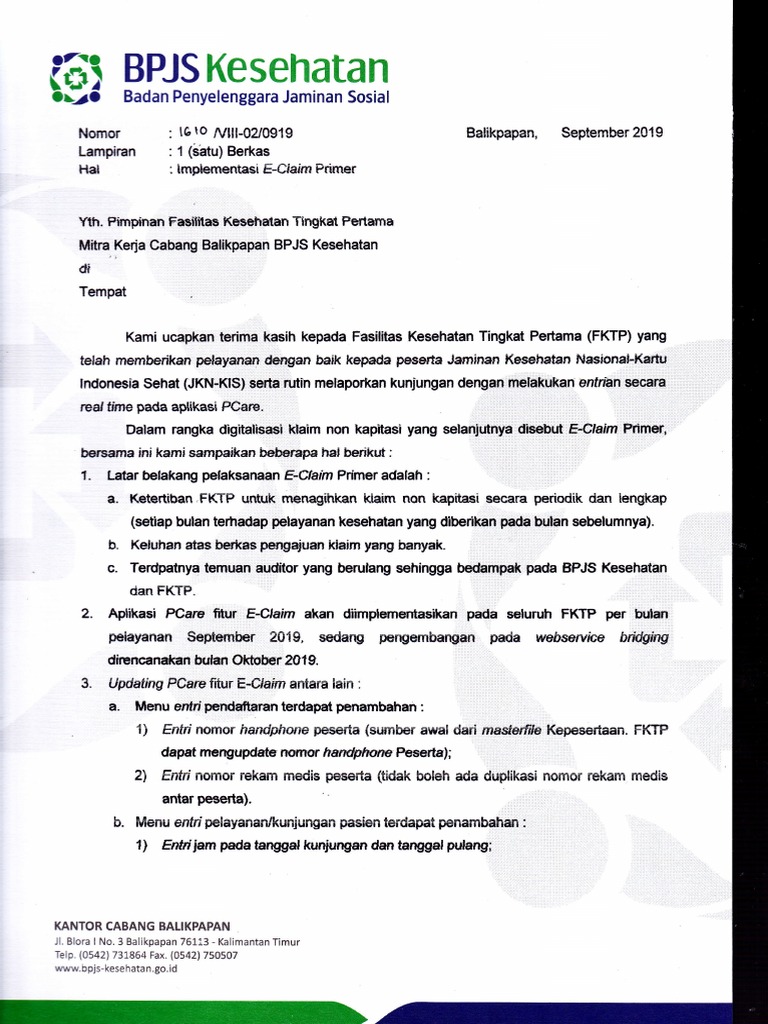 Implementasi E-Claim Primer PDF | PDF