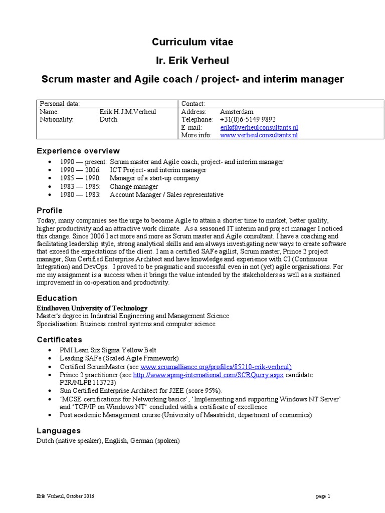 Scrum Master Resume | PDF | Scrum (Software Development) | Agile ...