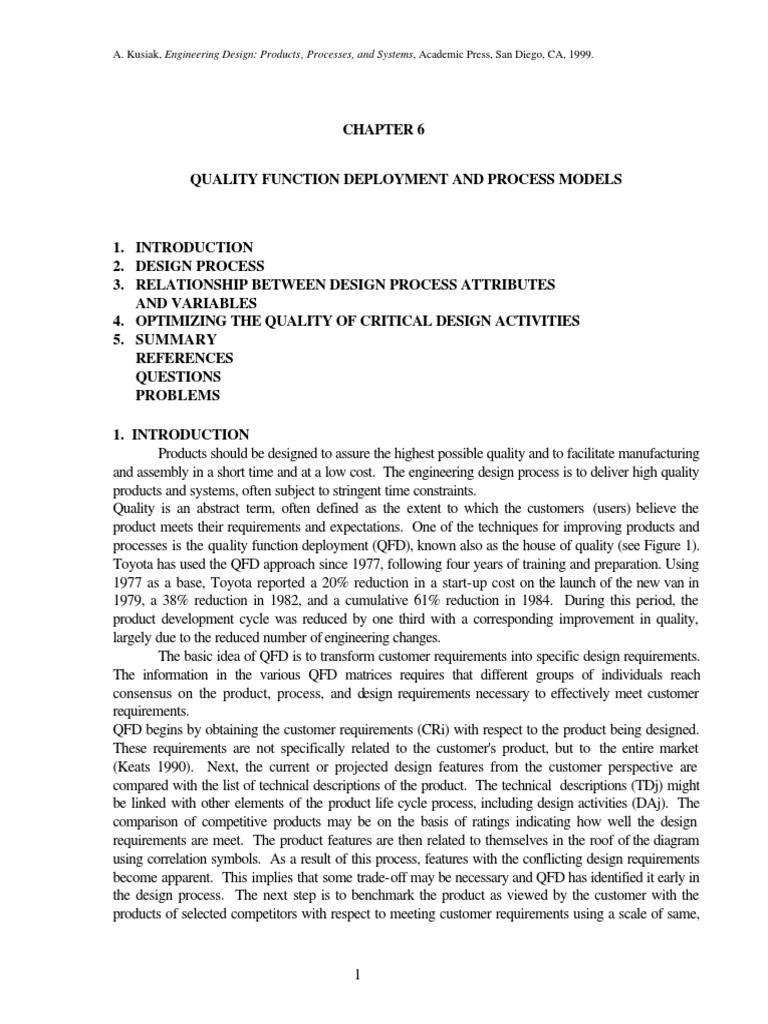 QFD Chapter | PDF | Engineering Design Process | Design