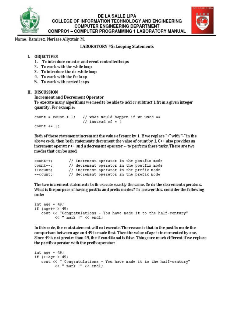 Ramirez Lab05 | PDF | Control Flow | Computer Programming