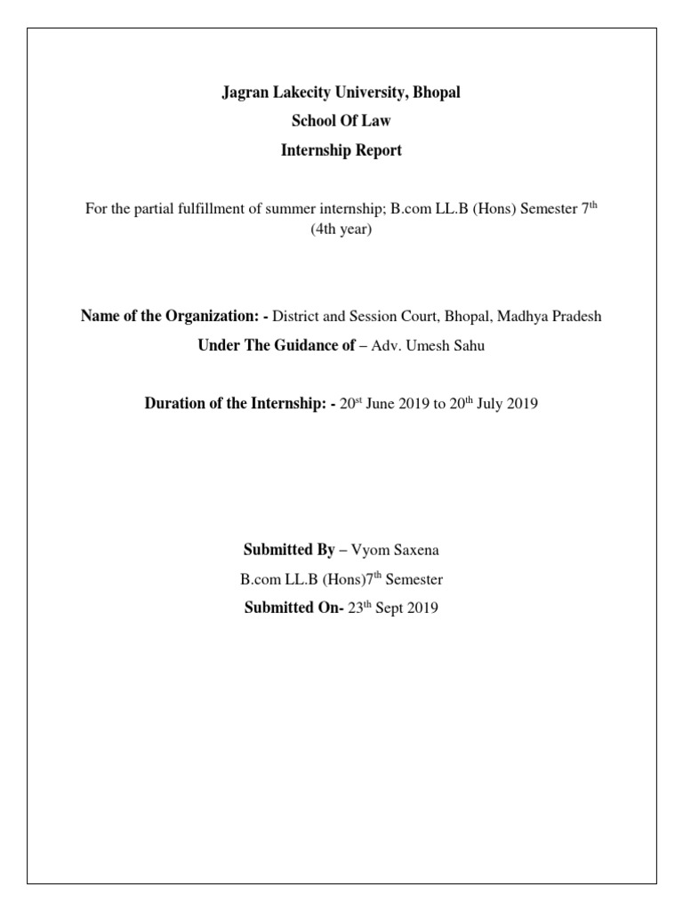 Internship Report | PDF | Lawyer | Judge
