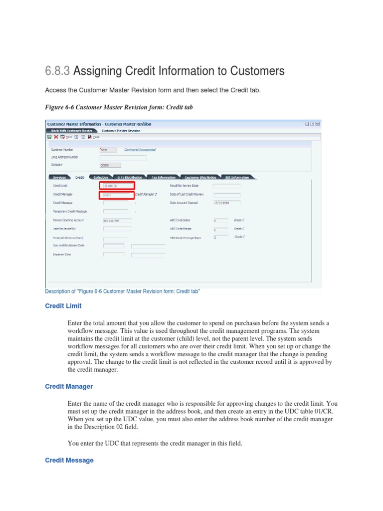 Assigning Credit Information To Customers: Figure 6-6 Customer Master ...