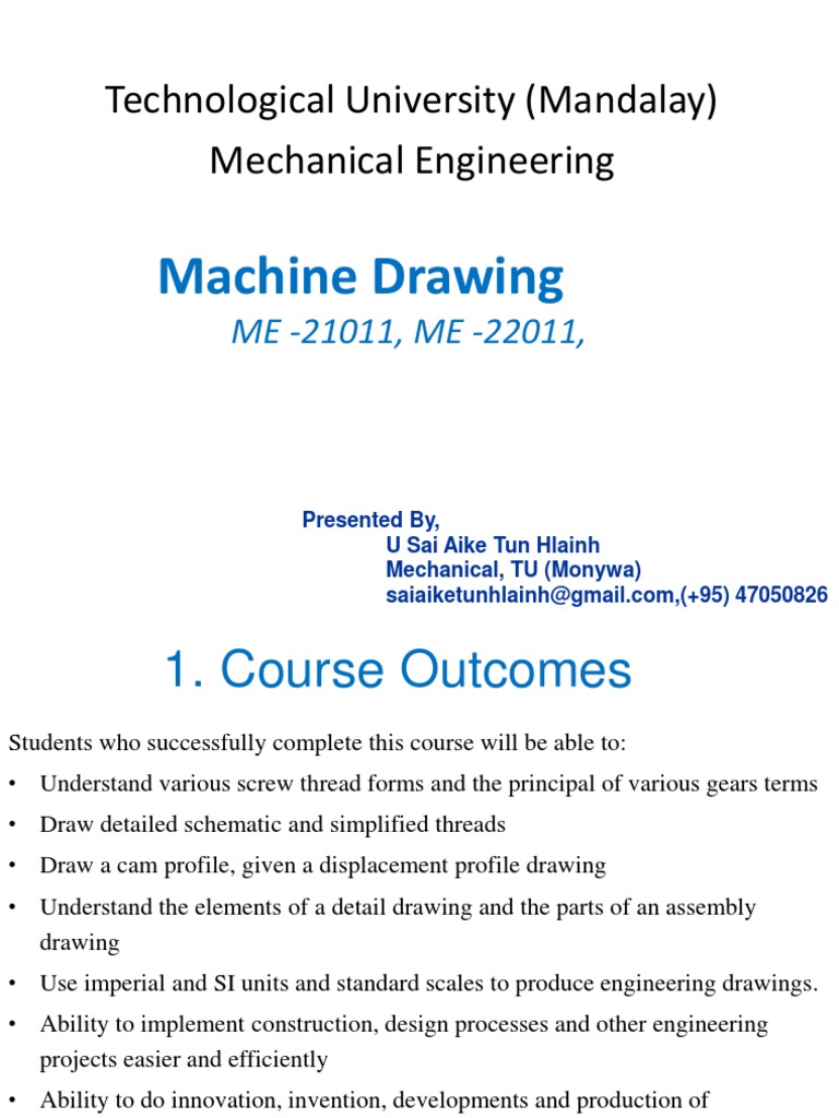 Technological University (Mandalay) Mechanical Engineering: Machine ...