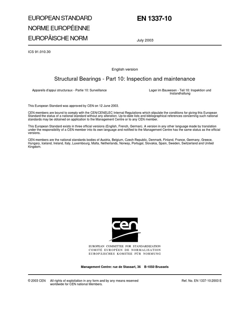 En 1337-10 2003 Aparelhos de Apoio | PDF | Bearing (Mechanical) | Corrosion