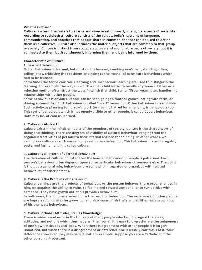 What Is Culture?: Social Structure | PDF | Society | Human