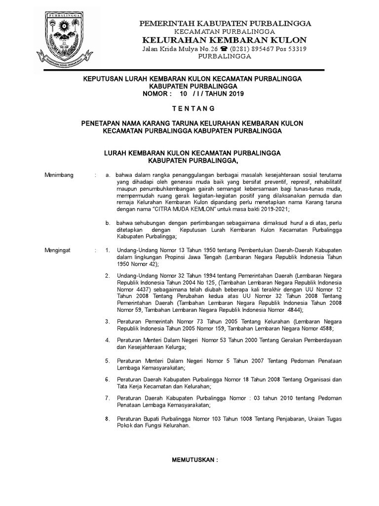 SK Karang Taruna Kemlon | PDF