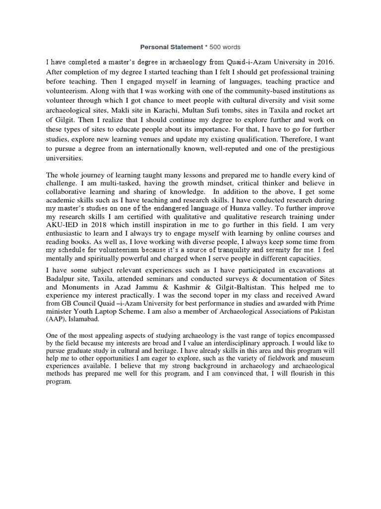 Personal Statement | PDF | Archaeology | Volunteering