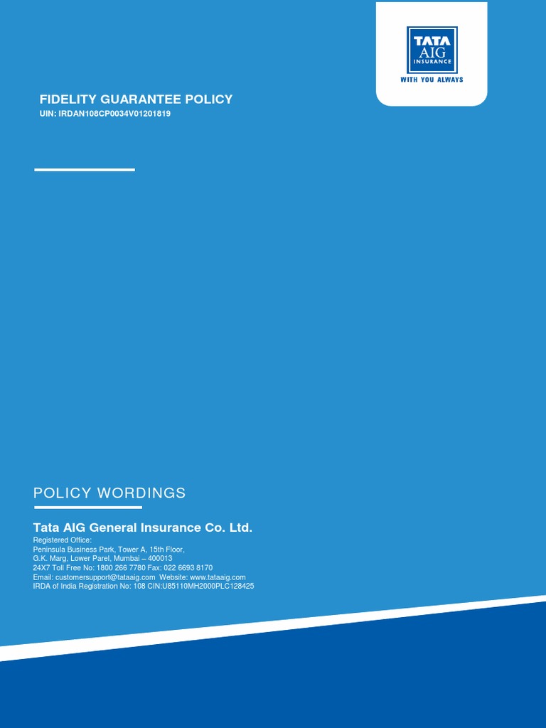Fidelity Guarantee Policy | PDF | Guarantee | Insurance