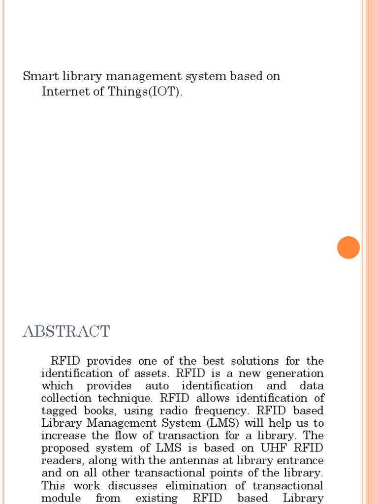 Smart Library Management System Based On Internet of Things (IOT) | PDF ...
