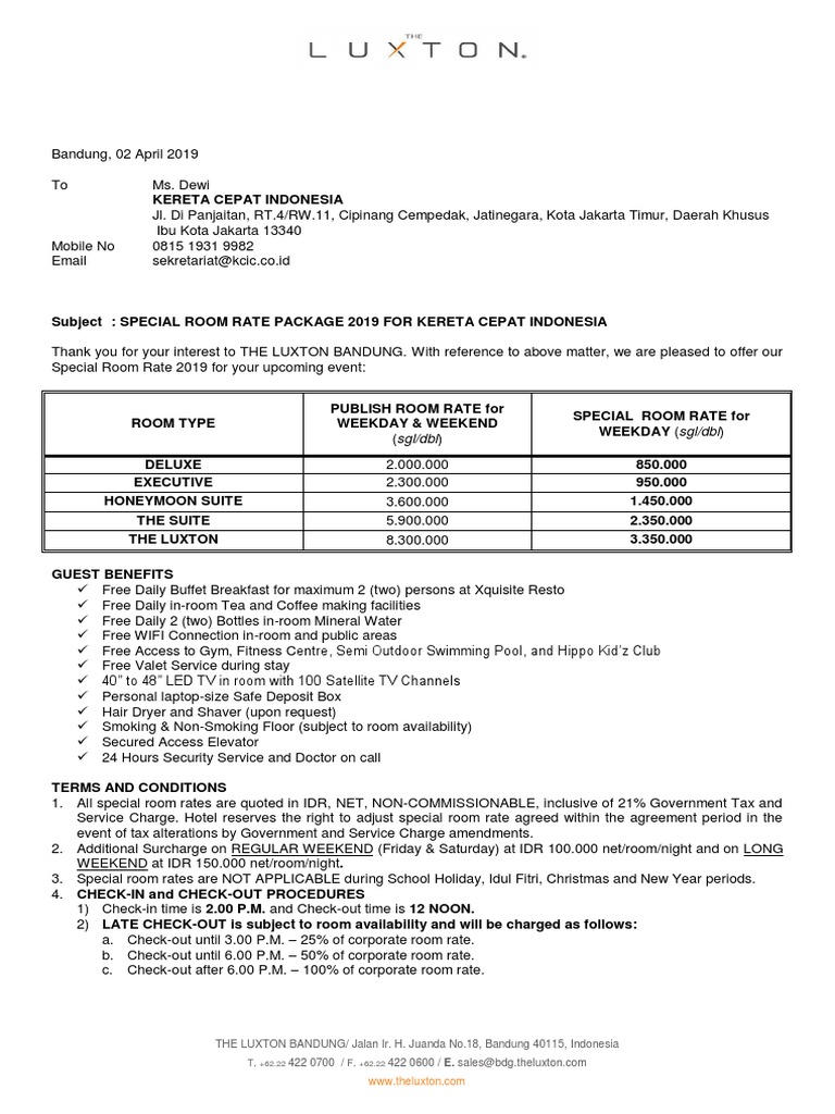SGL/DBL SGL/DBL: THE LUXTON BANDUNG/ Jalan Ir. H. Juanda No.18, Bandung ...