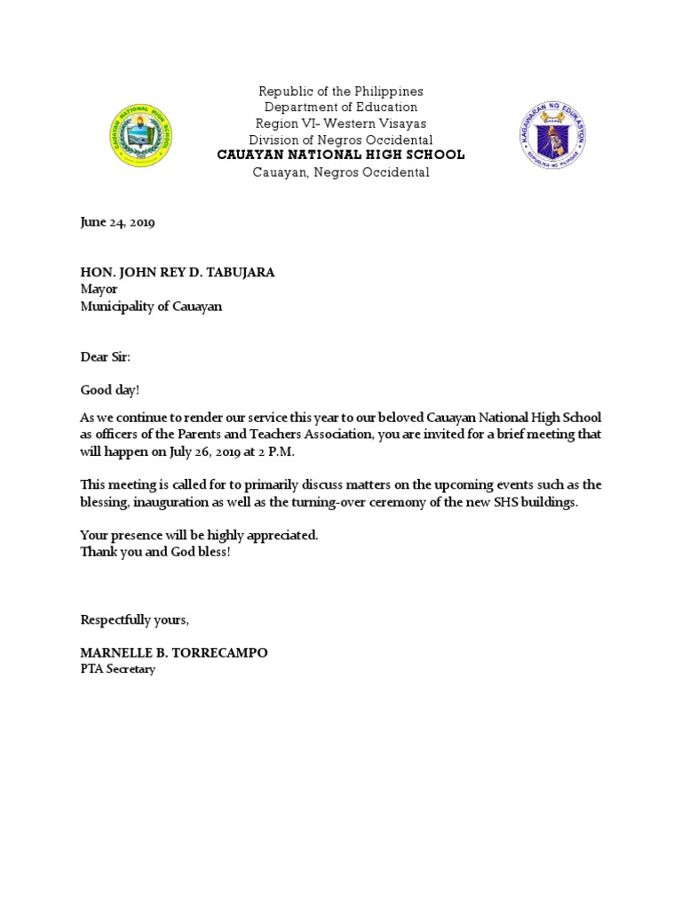 Cauayan National High School: PTA Secretary | PDF