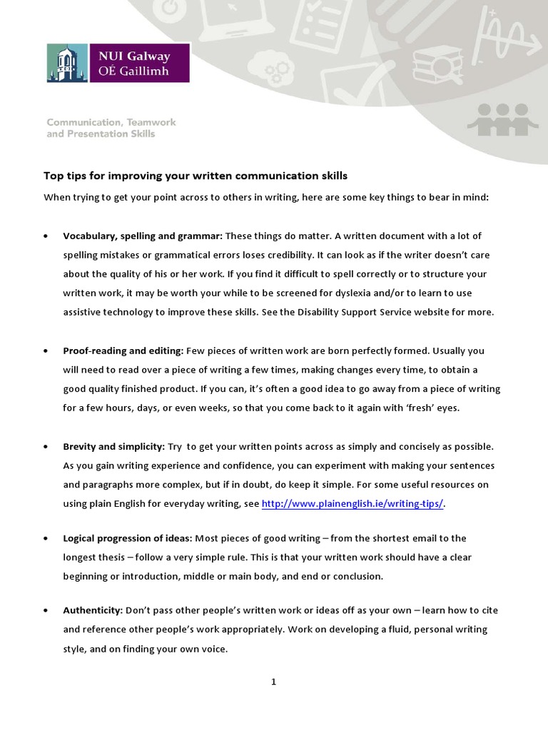 Top Tips Written Communication Skills | PDF | Proofreading | Writing