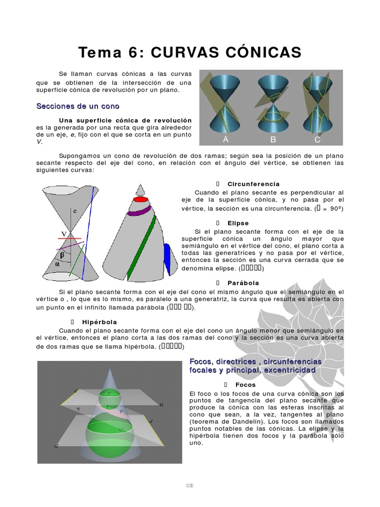 Curvas Cónicas: Definición y Tipos | PDF | Elipse | René Descartes