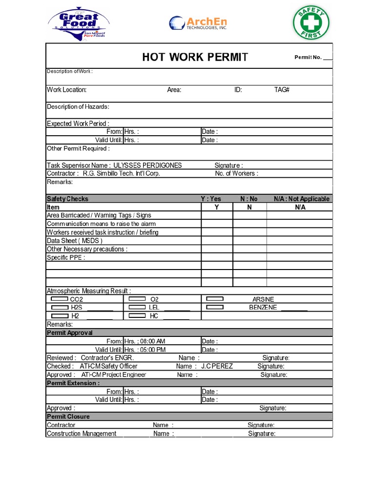 Hot Work Permit | PDF