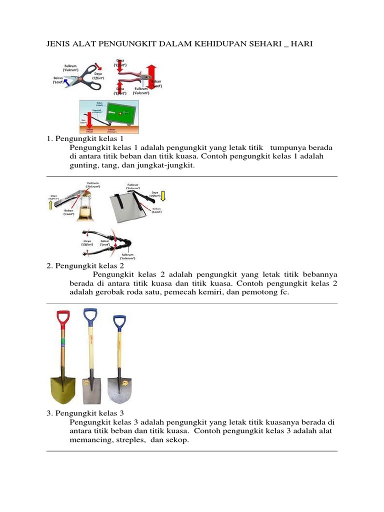 Jenis Alat Pengungkit Dalam Kehidupan Sehari | PDF