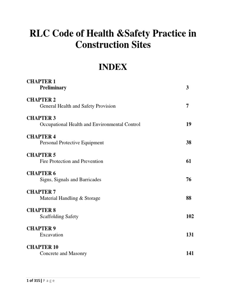 RLC Health & Safety Code for Construction | PDF | Occupational Safety ...