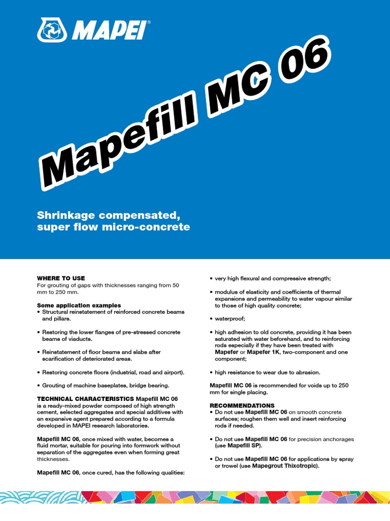 Mapefill MC 06 | PDF | Concrete | Water
