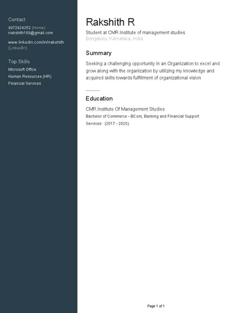 Rakshith R: Contact | PDF