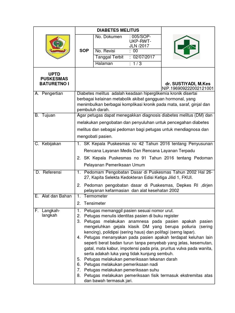 SOP Penanganan Diabetes Melitus | PDF