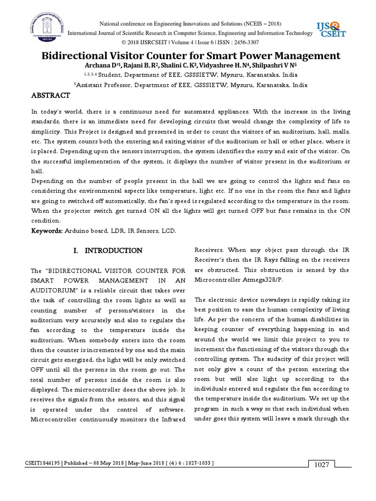 Bidirectional Visitor Counter For Smart Power Management | PDF ...