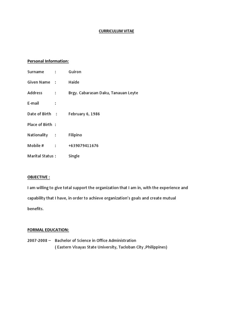Personal Information:: Curriculum Vitae | PDF