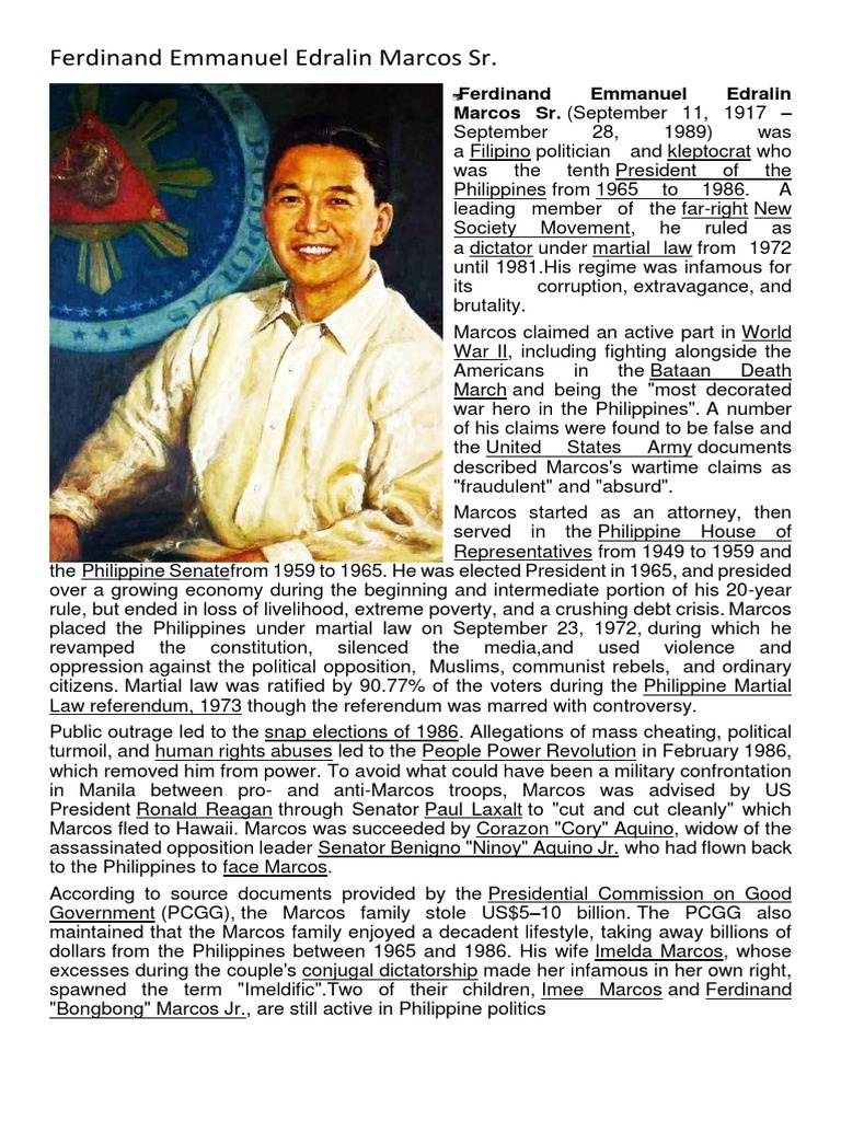 Ferdinand Emmanuel Edralin Marcos SR | PDF | Philippines | Government