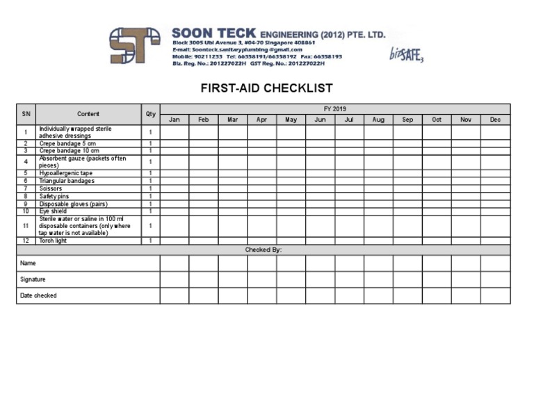 First Aid Checklist | PDF