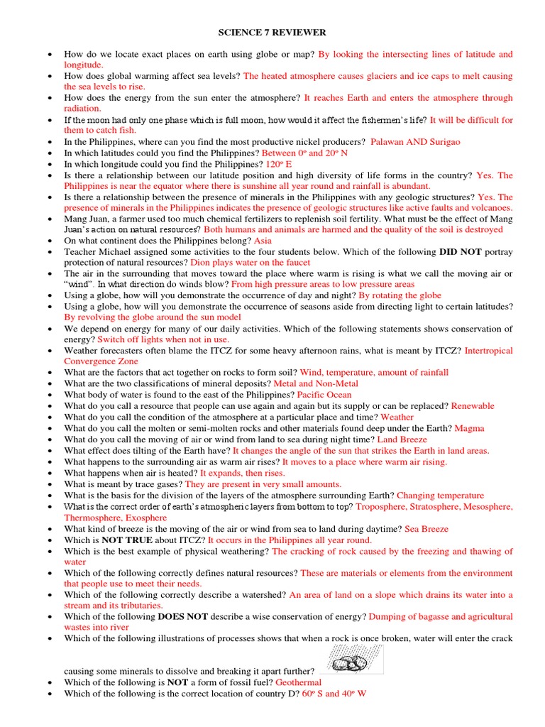 Science 7 Reviewer | PDF | Atmosphere Of Earth | Weather
