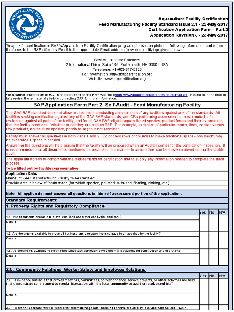 BAP - Application - Feed Mill Issue 2.1 - Rev. 3 - 23-May-2017 - Pt. 2 ...
