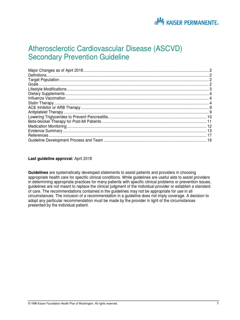 Atherosclerotic Cardiovascular Disease (ASCVD) Secondary Prevention ...