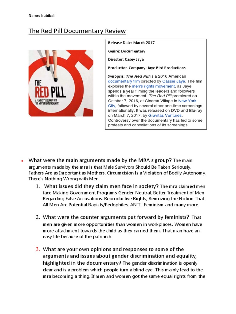 The Red Pill Documentary Review | PDF | Equality Rights | Domestic Violence