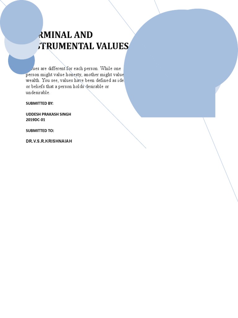 Terminal and Instrumental Values: Submitted By: Uddesh Prakash Singh ...