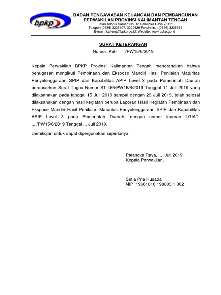 Contoh Surat Keterangan Workshop | PDF