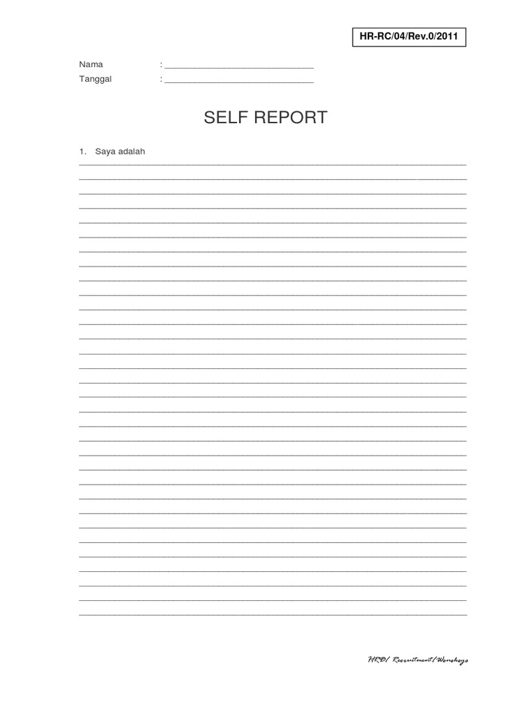 Formulir Self Report Karyawan | PDF