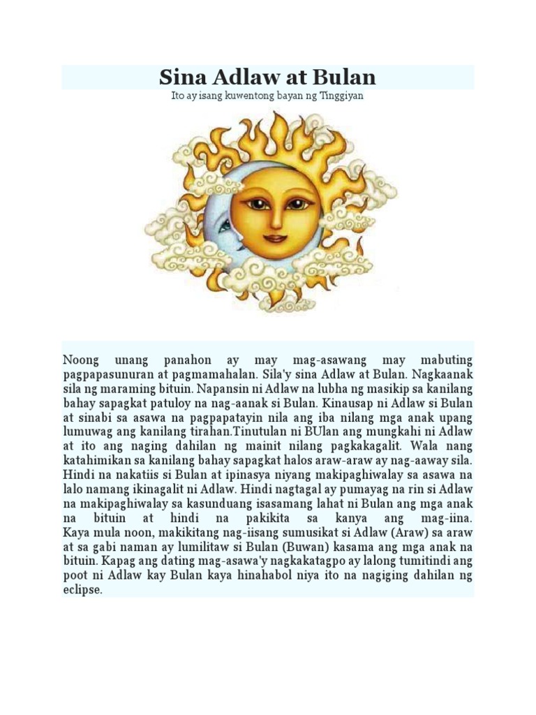 Sina Adlaw at Bulan | PDF
