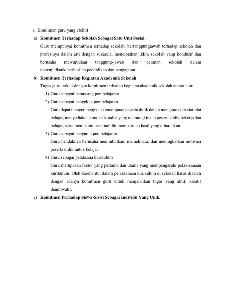 Komitmen Guru dalam Pendidikan Nilai | PDF