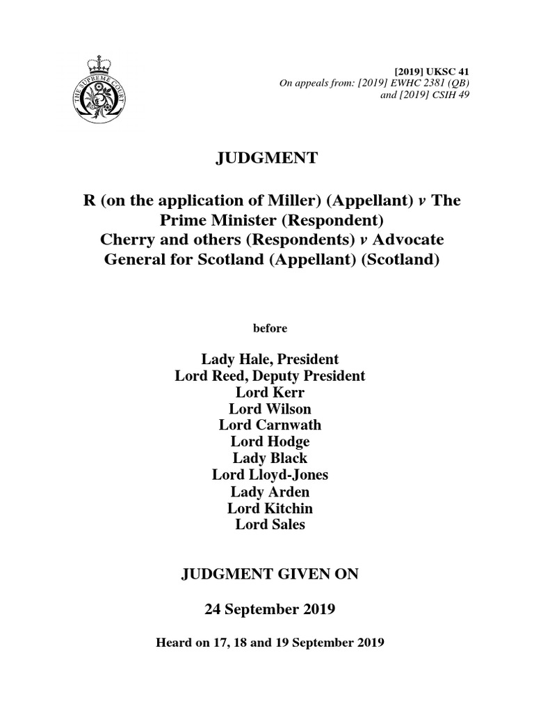 Uksc 2019 0192 Judgment PDF | PDF | Parliament Of The United Kingdom ...