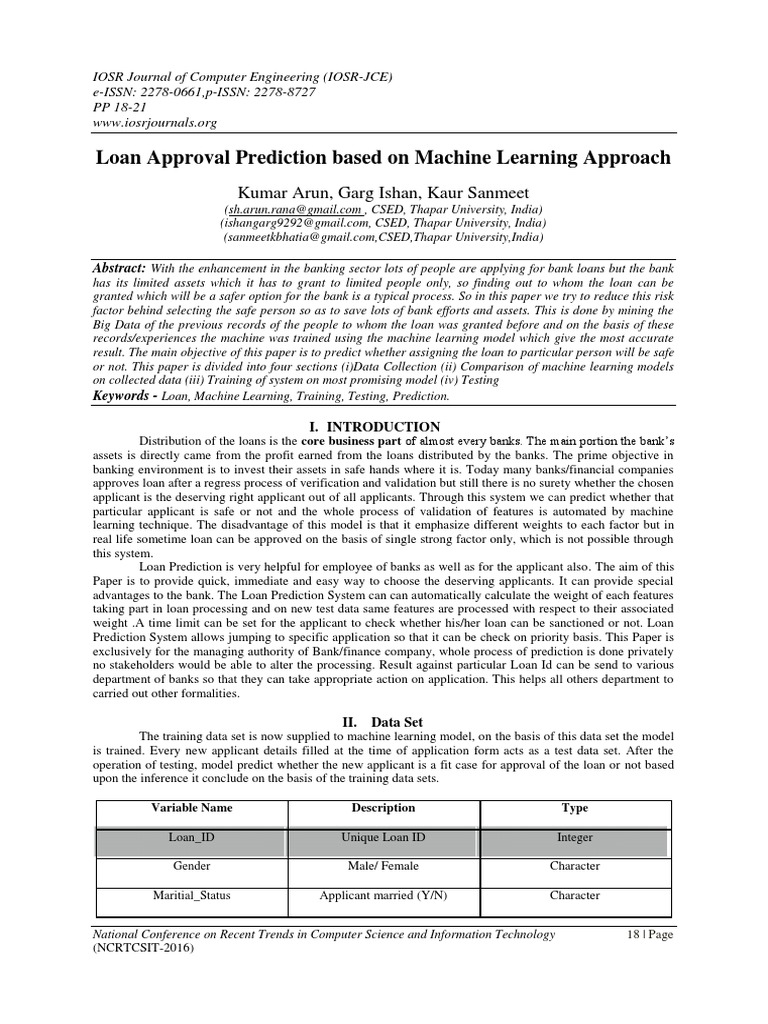 Loan Approval Prediction Based On Machine Learning Approach: Kumar Arun ...